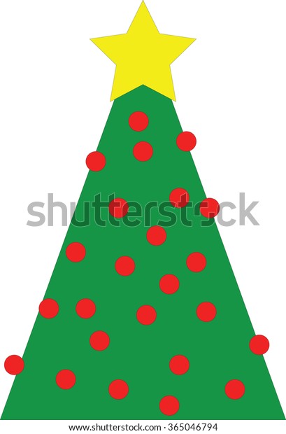 Christmas Tree Yellow Star Many Red Stock Vector (Royalty Free ...