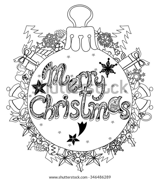 Christmas Typography Zentangle Merry Christmas On Stock Vector (Royalty ...