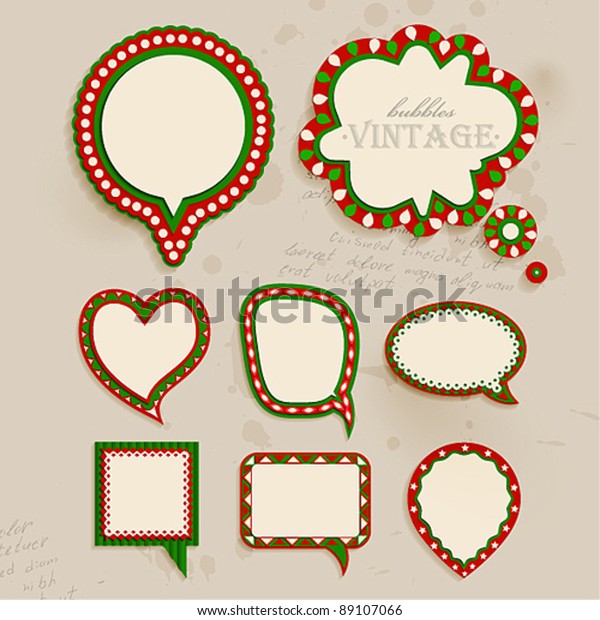 Christmas Vintage Bubbles Speech Stock Vector (Royalty Free) 89107066