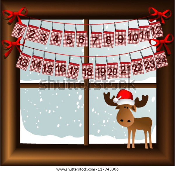 Christmas Window Advent Calendar Stock Vector (Royalty Free) 117943306 ...