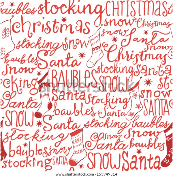 Christmas Words Stockings Seamless Pattern Stock Vector (Royalty Free ...