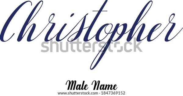 Christopher Handwritten Font Calligraphy Blue Color Stock Vector ...