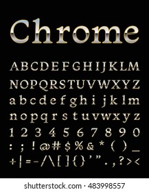 Chrome Letter Set Gold Edge Stock Vector (Royalty Free) 498801469