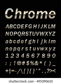 Chrome Letter Set Gold Edge Stock Vector (Royalty Free) 498801469