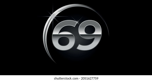 Chrome Vector Number 69 Logo Birthday Stock Vector (Royalty Free ...