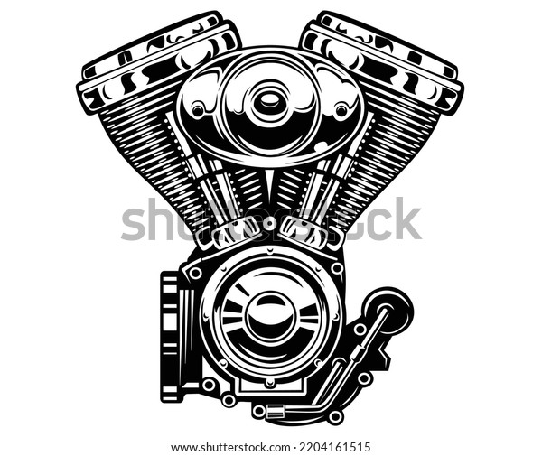 Chrome Vintage Motorcycle Engine Logo Stock Vector (Royalty Free ...