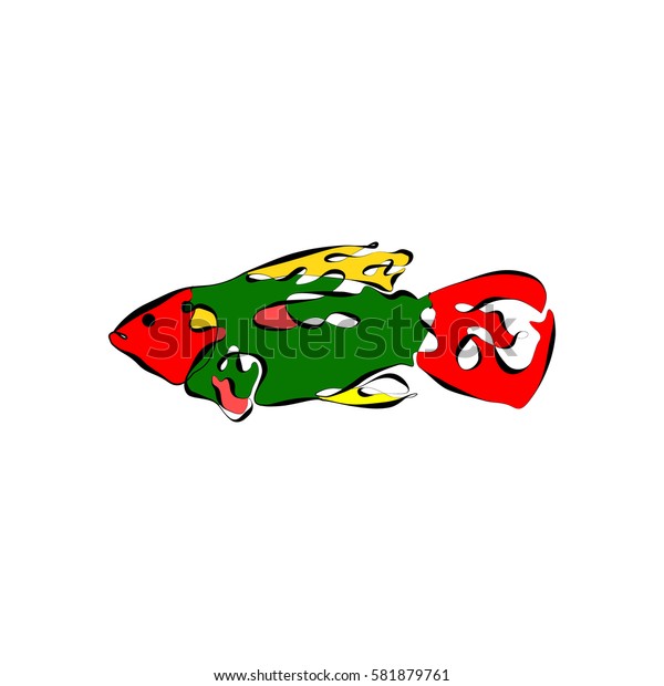 Chromis Fish Flat Style Isolated Freshwater Stock Vector (Royalty Free ...