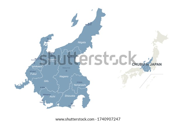 Chubu Map Japan Map Series Vector: vetor stock (livre de direitos ...