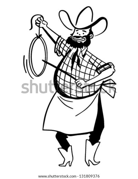 Chuck Wagon Cook Retro Clip Art Stock Vector (Royalty Free) 131809376
