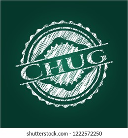 Chug Chalk Emblem Written On Blackboard Stock Vector (Royalty Free ...