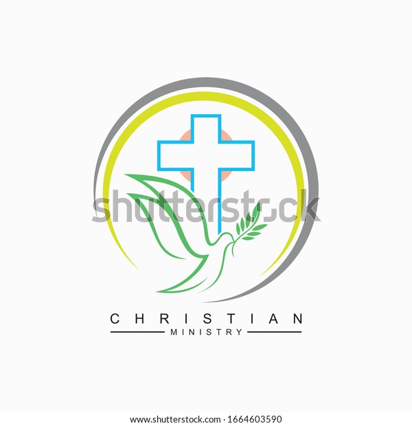 Church Logo Cross Dove Concept Circle Stock Vector (Royalty Free ...