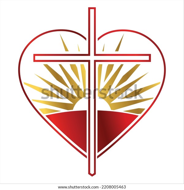 Church Logo Heart Shape Cross Sun Stock Vector (Royalty Free ...