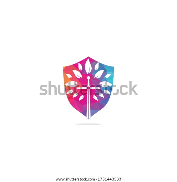 Church Shield Shape Concept Logo Christian Stock Vector (Royalty Free ...