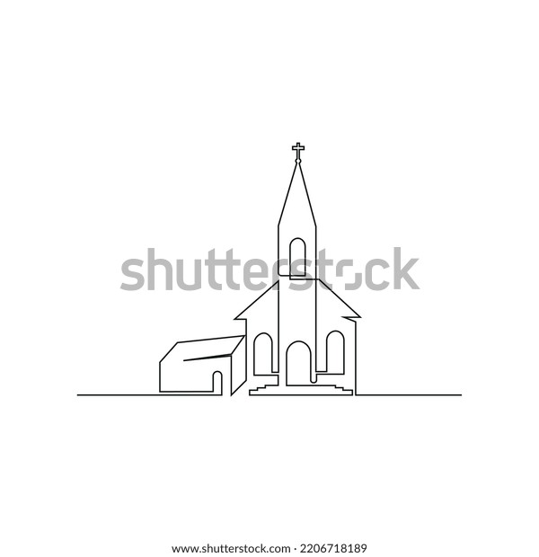 Church Single Line Vector Drawing Stock Vector (Royalty Free ...
