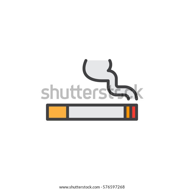 Cigarette Line Icon Filled Outline Vector Stock Vector (Royalty Free ...