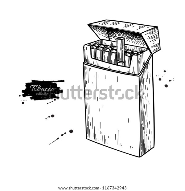 Cigarette Pack Vector Drawing Opened Box Stock Vector (Royalty Free ...