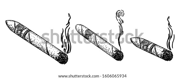 Cigars Set Engraving Vector Illustration Sketch Stock Vector (Royalty ...