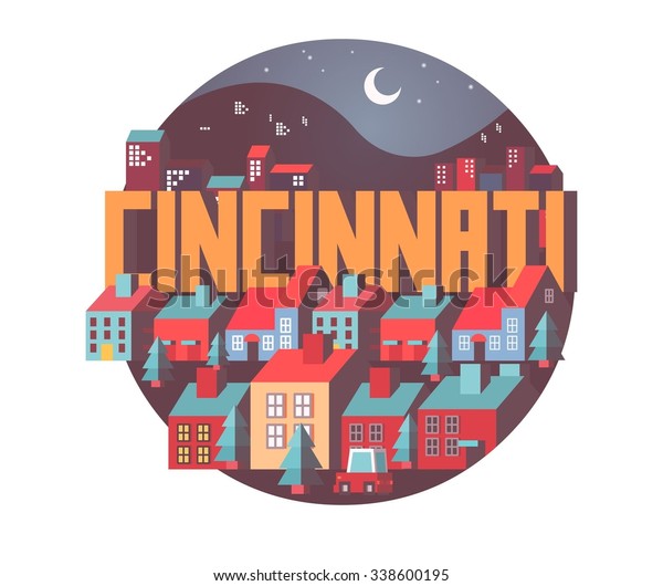 Cincinnati Beautiful City Visit Vector Cartoon Stock Vector (Royalty ...