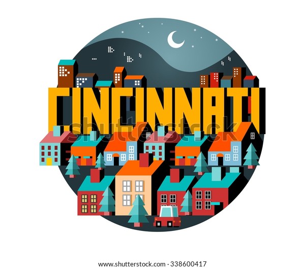 Cincinnati Beautiful City Visit Vector Cartoon Stock Vector (Royalty ...