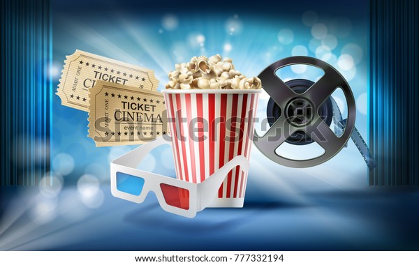Cinema Blue Background Concept 3d Vector Stock Vector (Royalty Free ...