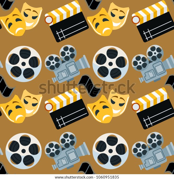 Cinema Genre Cinematography Seamless Pattern Background Stok Vektör ...
