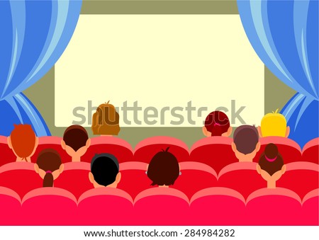 Cinema Hall People Vector Flat Illustration Stock Vector (Royalty Free ...