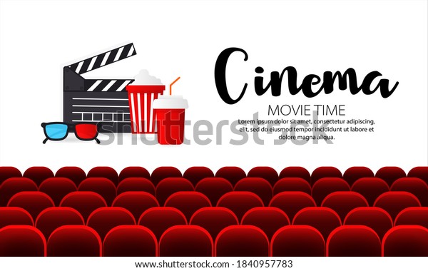 Cinema Movie Time Banner Vector On Stock Vector (Royalty Free ...