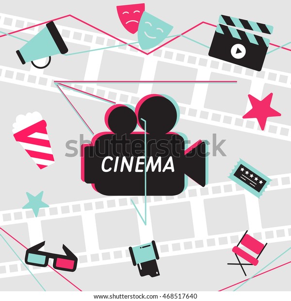 Cinema Poster Camcorder Silhouette Attributes Film Stock Vector ...