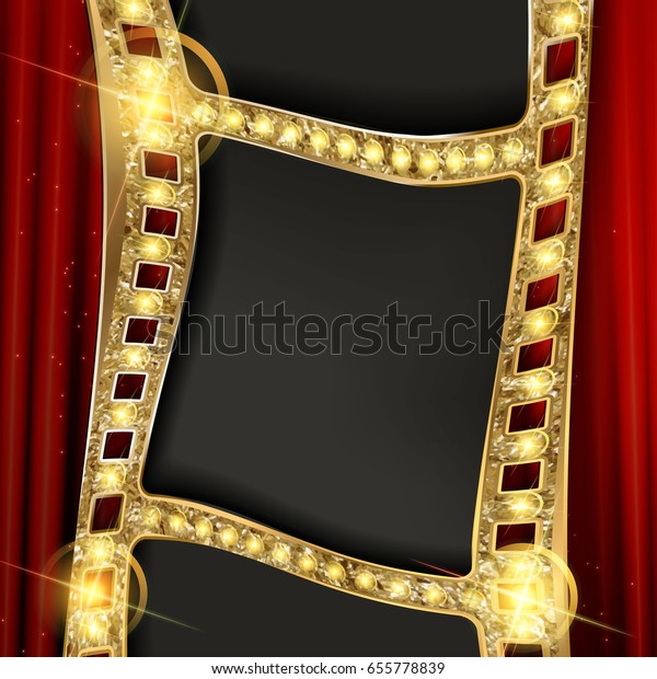 Cinema Poster Gold Frame On Background Stock Vector (Royalty Free ...