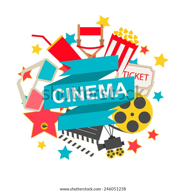 Cinema Sign Cinema Icons Set Flat Stock Vector (Royalty Free) 246051238