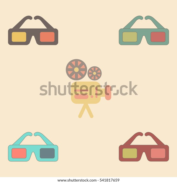 Cinema Spectacles Vector Illustration Collection Flat Stock Vector ...