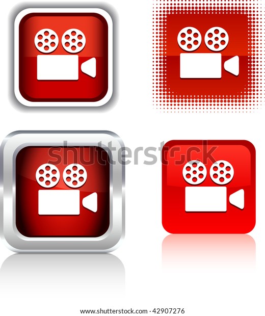 Cinema Square Buttons Vector Illustration Stock Vector (Royalty Free ...