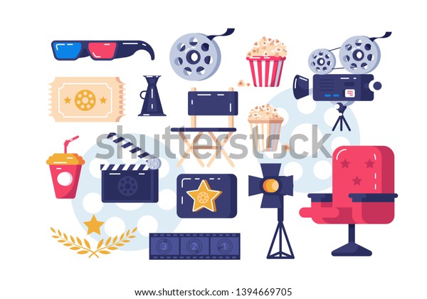 Cinema Symbols Set Vector Illustration 3d Stock Vector (Royalty Free ...