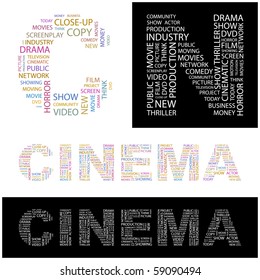 Cinema Word Collage Illustration Different Association Stock Vector ...