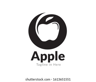 Circle Black Apple Negative Space Logo Stock Vector (Royalty Free ...