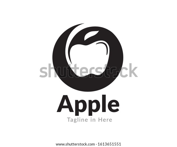 Circle Black Apple Negative Space Logo Stock Vector (Royalty Free ...