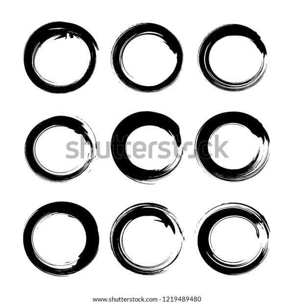 Circle Black Big Textured Smears Set Stock Vector (Royalty Free ...