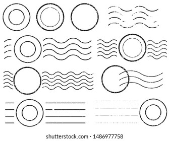 Circle Blank Postal Line Stamps Setillustration Stock Vector (Royalty ...
