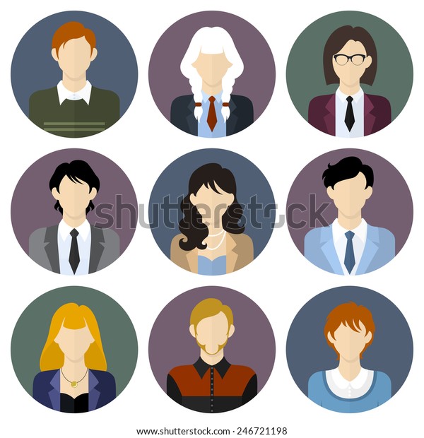 Circle Business Team Icons Set Flat Stock Vector (Royalty Free ...