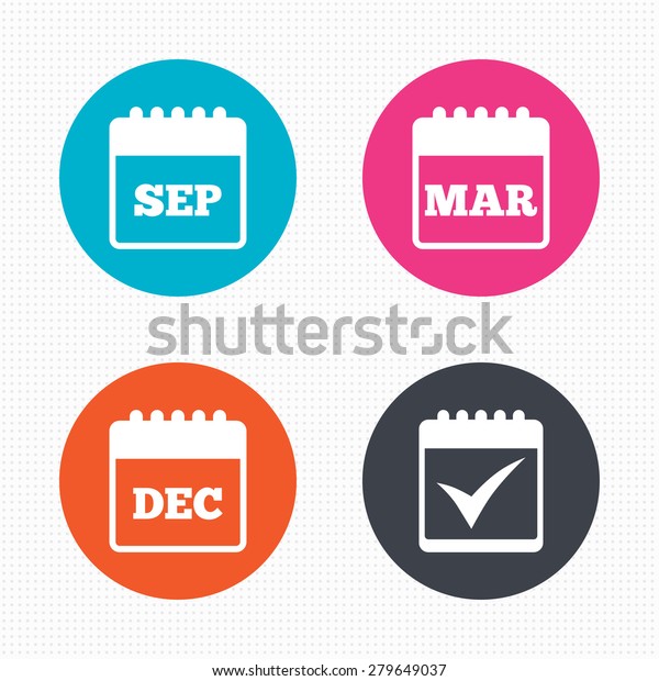 Circle Buttons Calendar Icons September March Stock Vector (Royalty ...