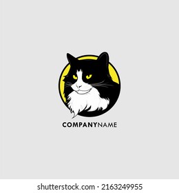 Circle Cat Cartoon Vector Logo Stock Vector (Royalty Free) 2163249955 | Shutterstock