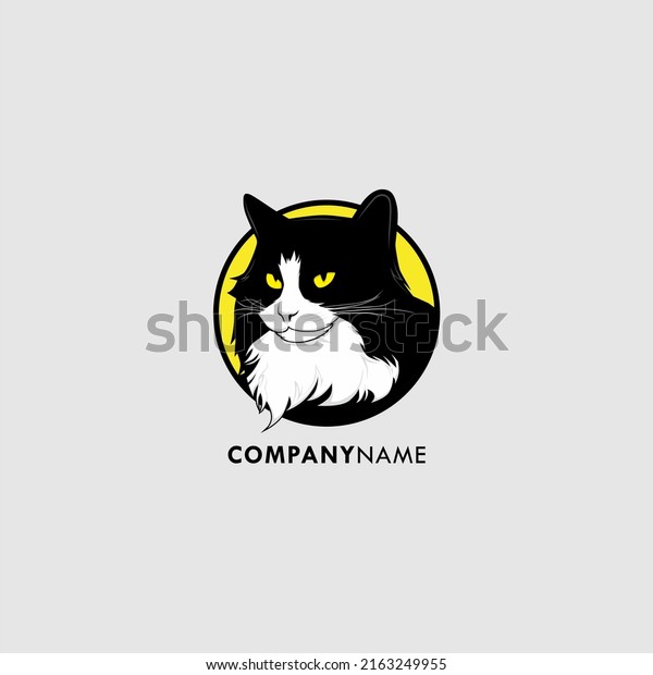 Circle Cat Cartoon Vector Logo Stock Vector (Royalty Free) 2163249955 ...