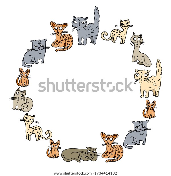 Circle Cats Funny Cats On White Stock Vector (Royalty Free) 1734414182 ...