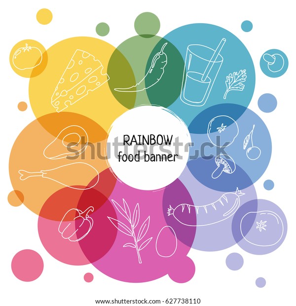 Circle Concept Rainbow Background Food Icons Stock Vector (Royalty Free ...
