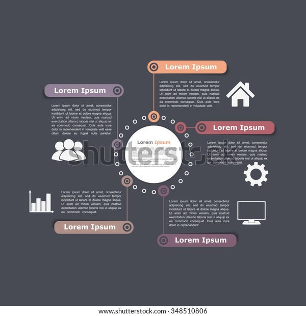 Circle Diagram Design Template Five Elements Stock Vector (Royalty Free ...