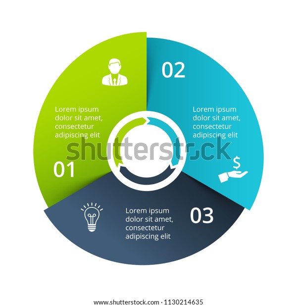 Diagrama de círculo dividido en 3: vector de stock (libre de regalías ...