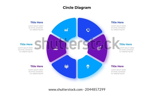 Circle Diagram Divided Into 6 Segments Stock Vector (Royalty Free ...