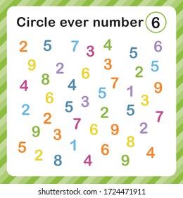Circle Every Number 6 Exercises Children Stock Vector (Royalty Free ...