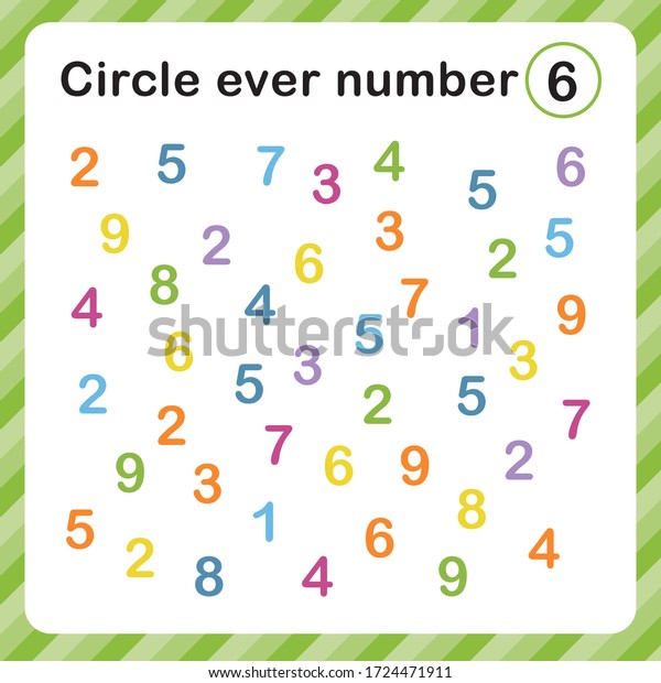 Circle Every Number 6 Exercises Children Stock Vector (Royalty Free ...