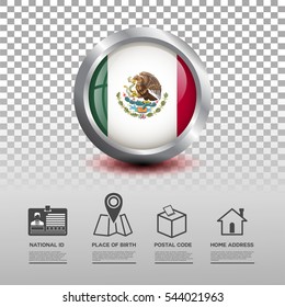 Circle Flag Mexico Glossy Icon Button Stock Vector (Royalty Free ...